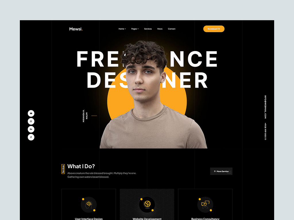 Mewsi Freelancer Portfolio Website by Yasinul Huq on Dribbble