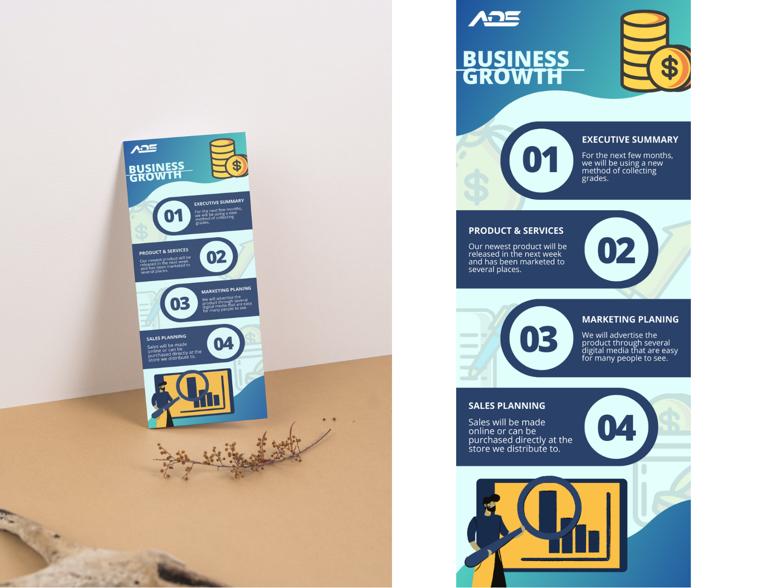 ADS BUSINESS GROWTH Info-graphics With tilt wall mock-up by Arham ...