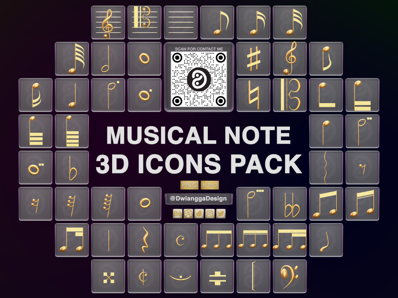 Musical Note 3D icons illustration by Dwiangga Design on Dribbble