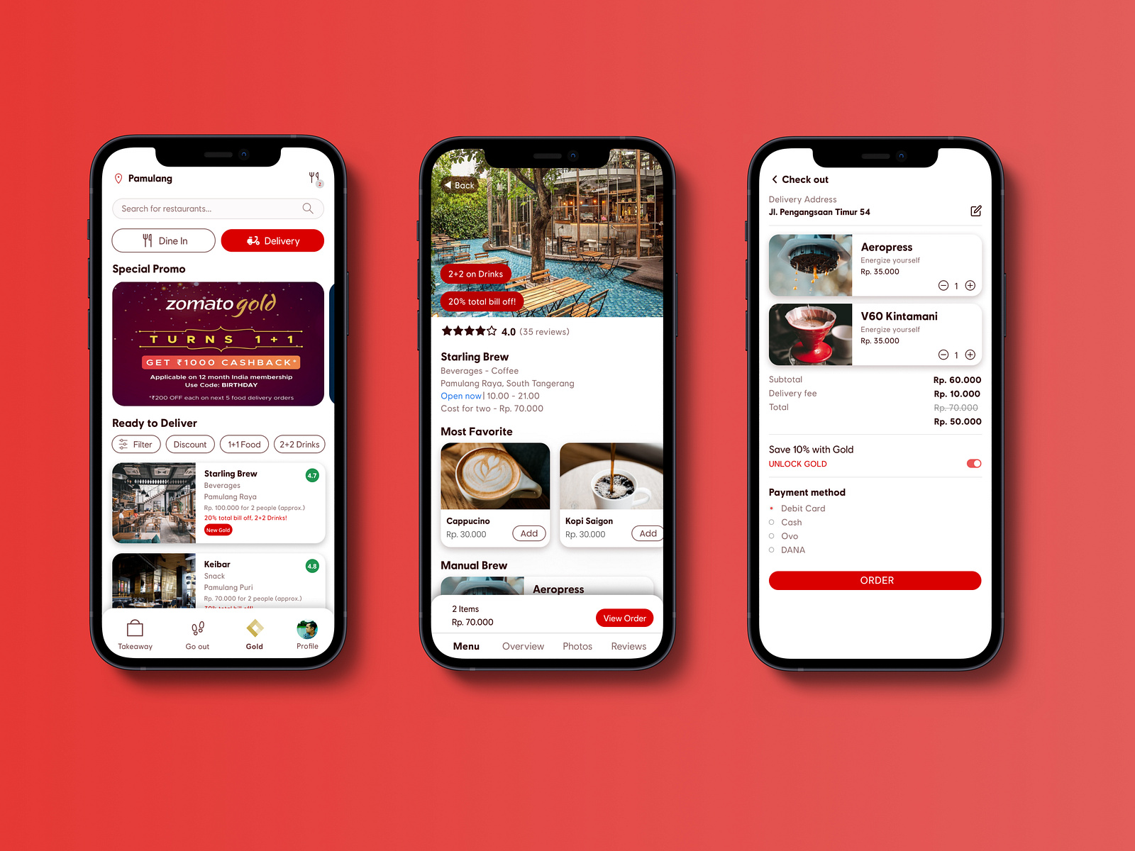 Zomato Gold UI Exploration by Kevin Rashad N on Dribbble