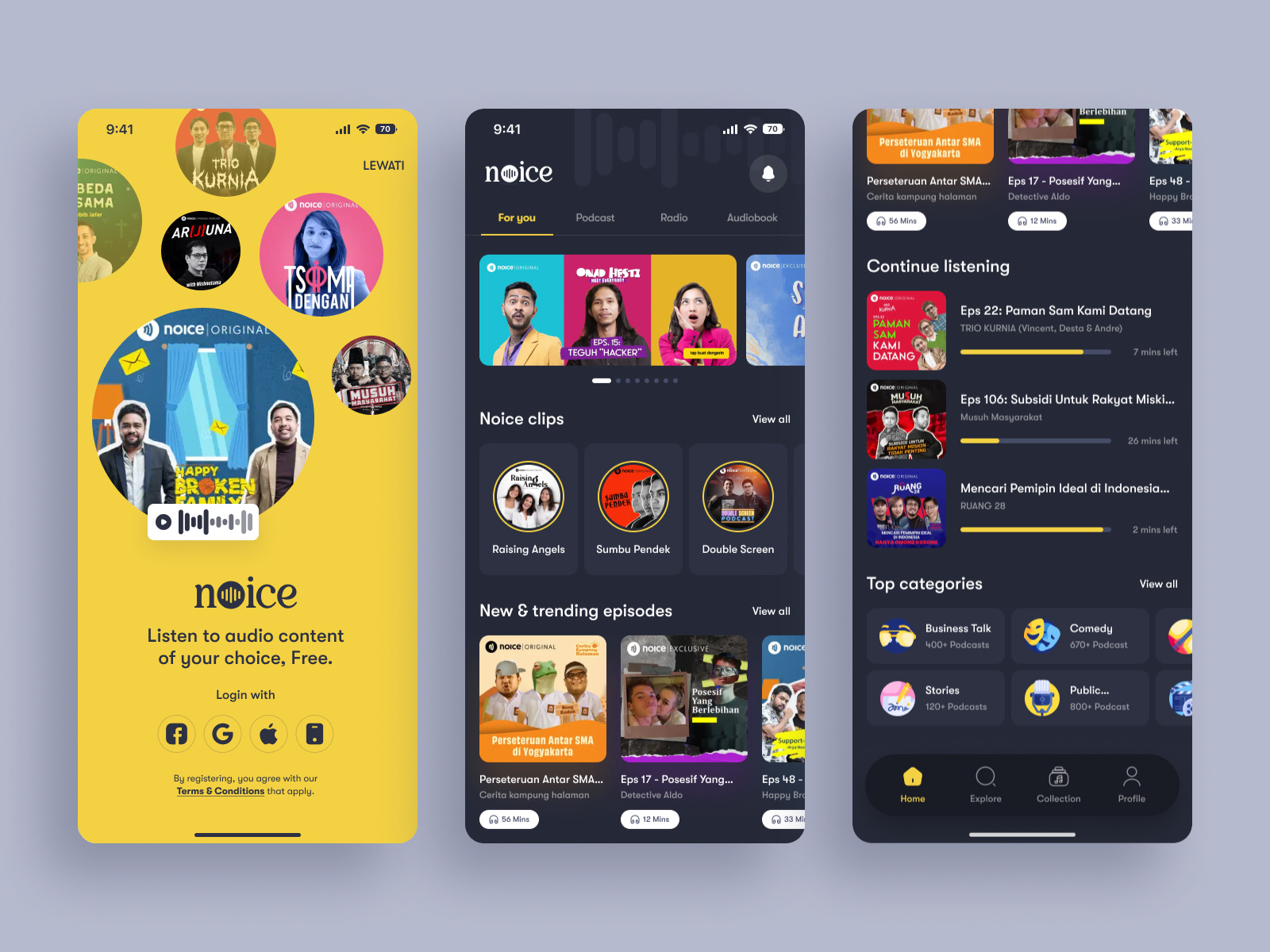 Noice, Podcast / On-demand Audio Content App by ANDREANS on Dribbble