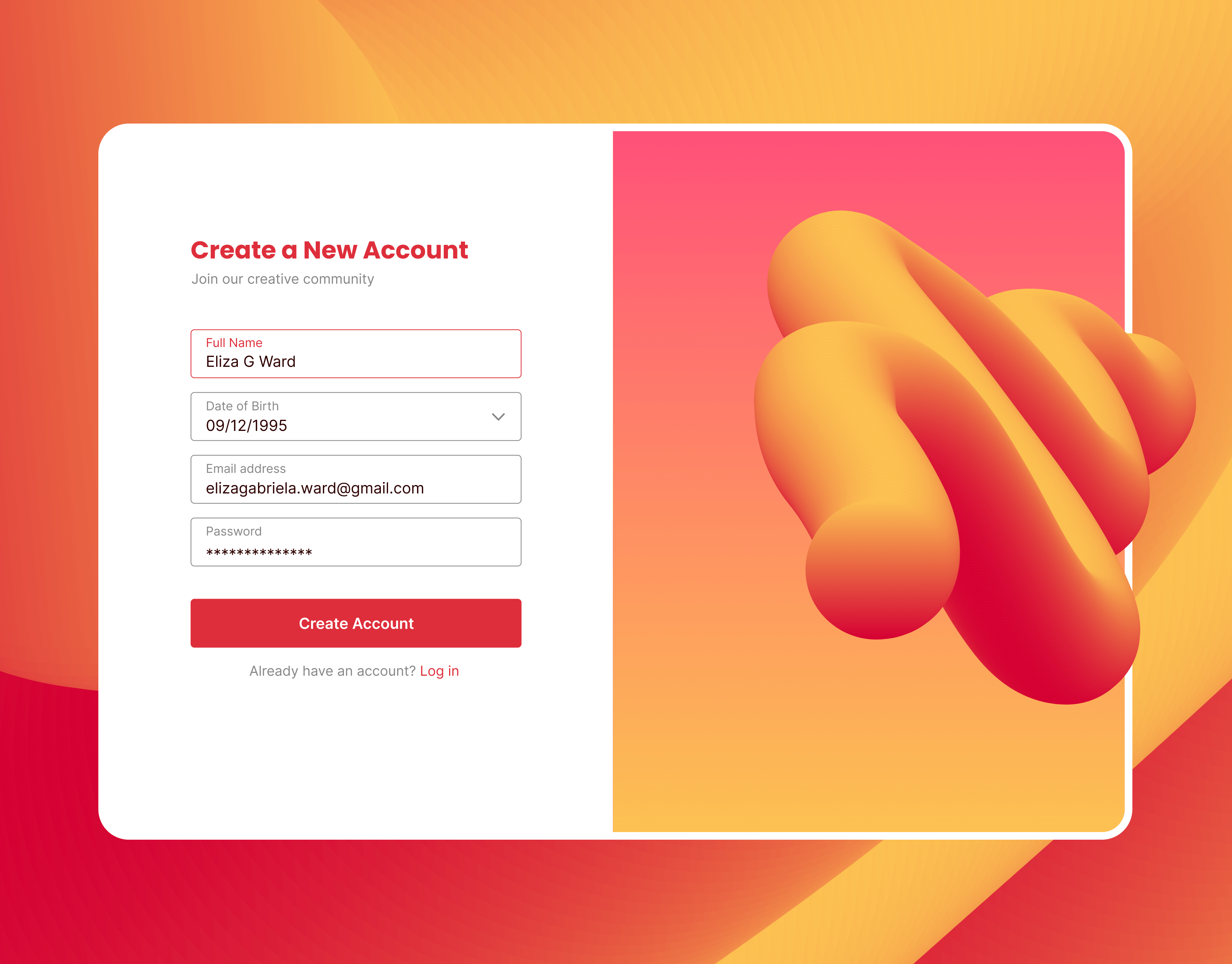 Create a New Account UI by Eliza G Ward - UI/UX Designer on Dribbble
