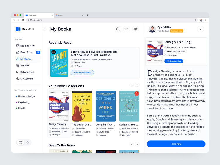 Bukstore - Digital Book Library Dashboard by Rijal ☘️ for Kretya on ...