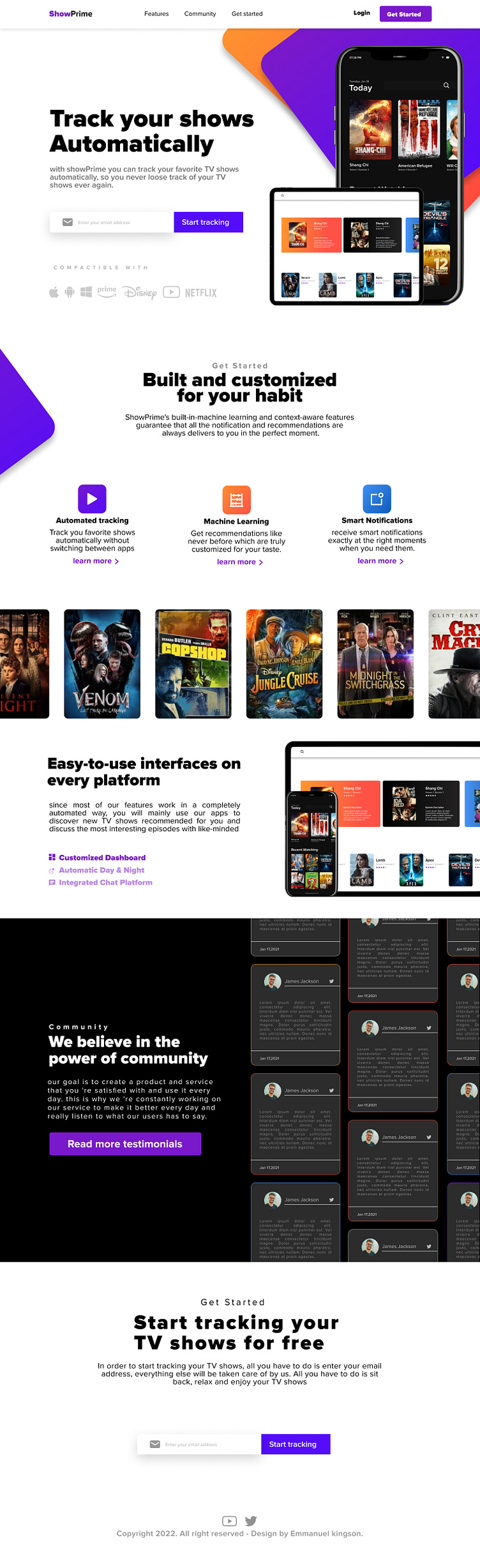 movie web ui design by Emmannuel Kingson on Dribbble