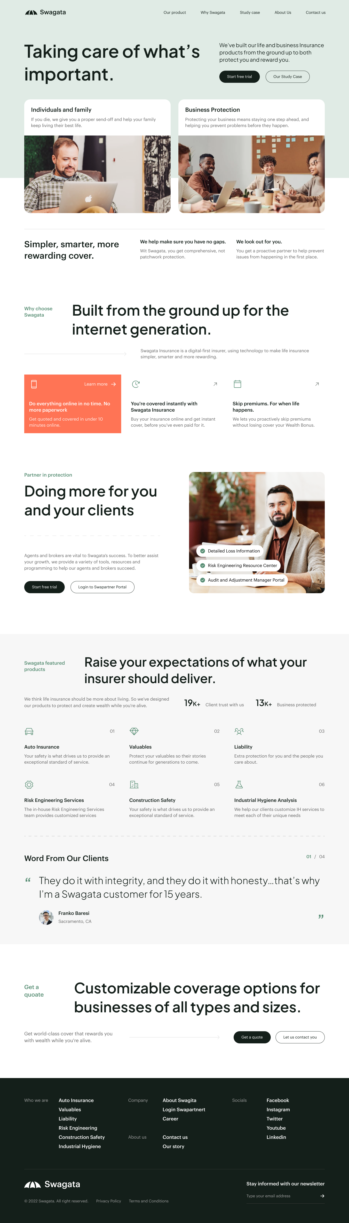 Swagata - Insurance Company Website Design by Syahrul Falah for Vektora ...