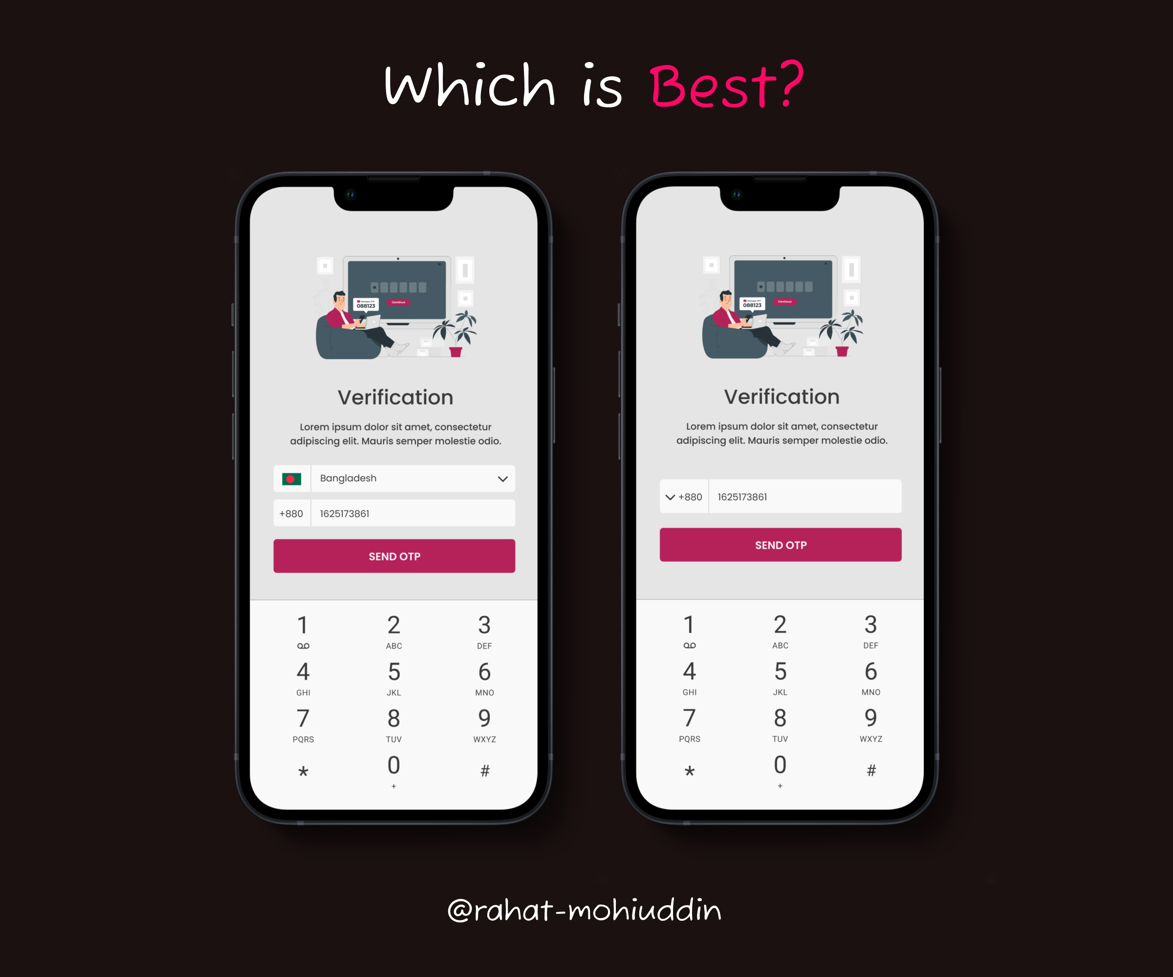 Apps Login Mobile Number Verification Screen UI. by Mohiuddin Rahat on ...