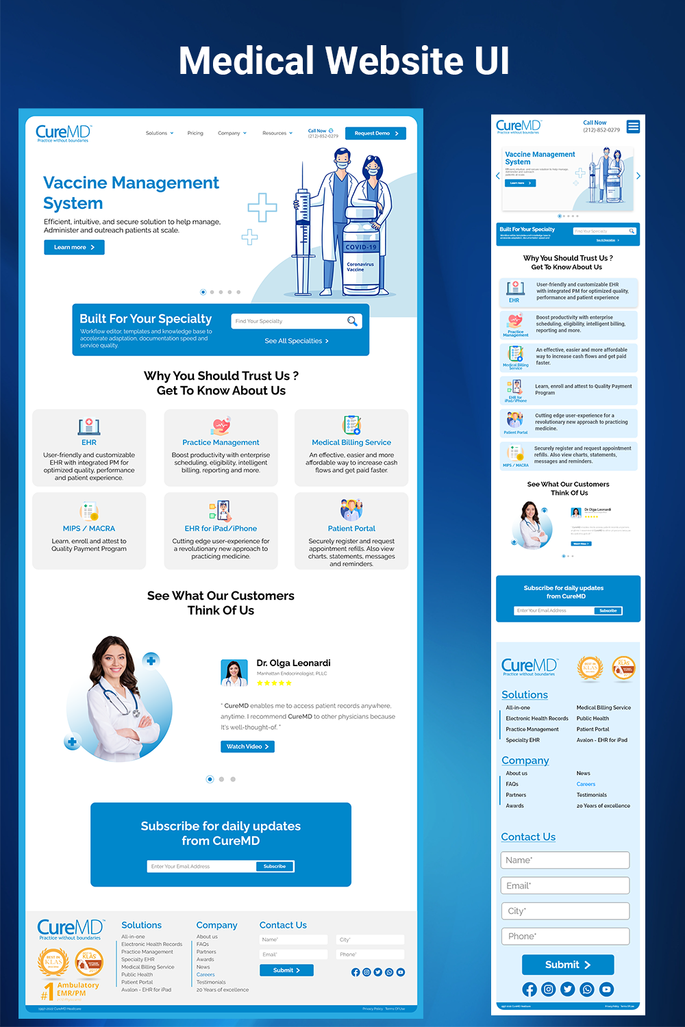 Medical Website UI Design | Landing Page Design by Shiraz Bukhari on ...