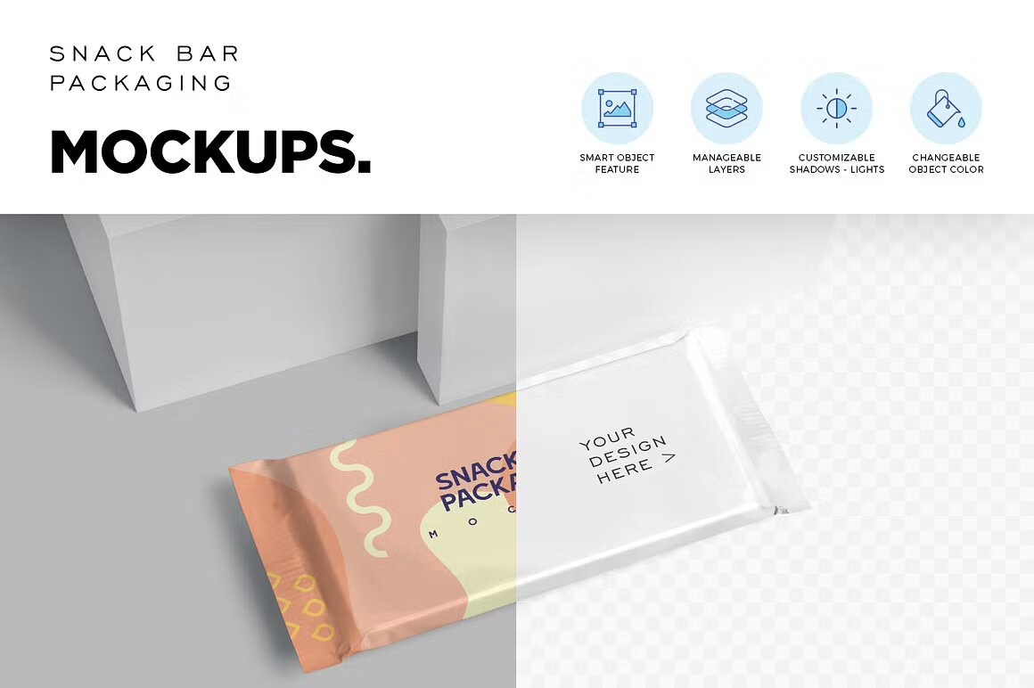 Snack Bar Packaging Mockups by Mockup Template PSD on Dribbble