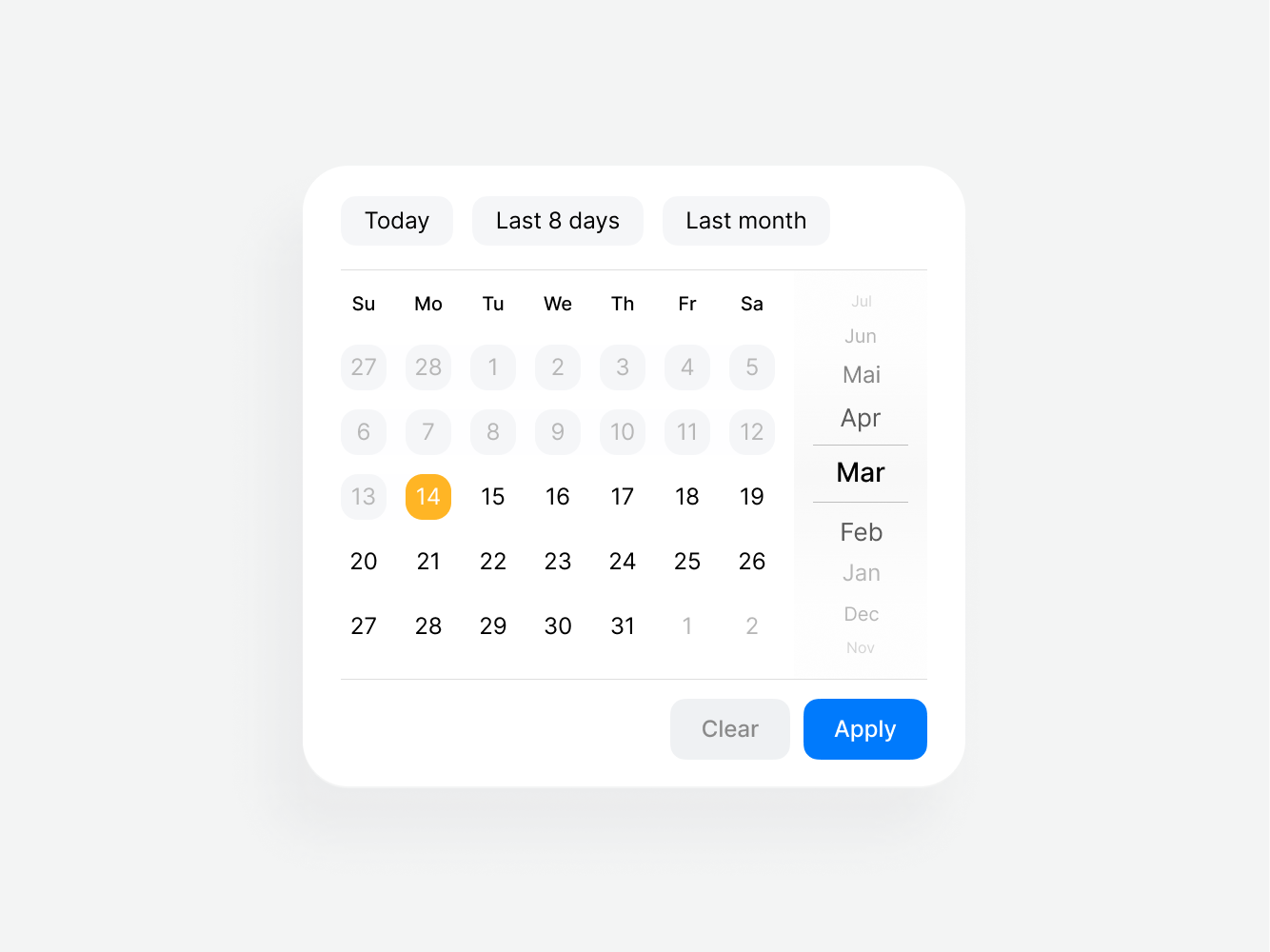 Date picker by Sardor Abdujalolov on Dribbble