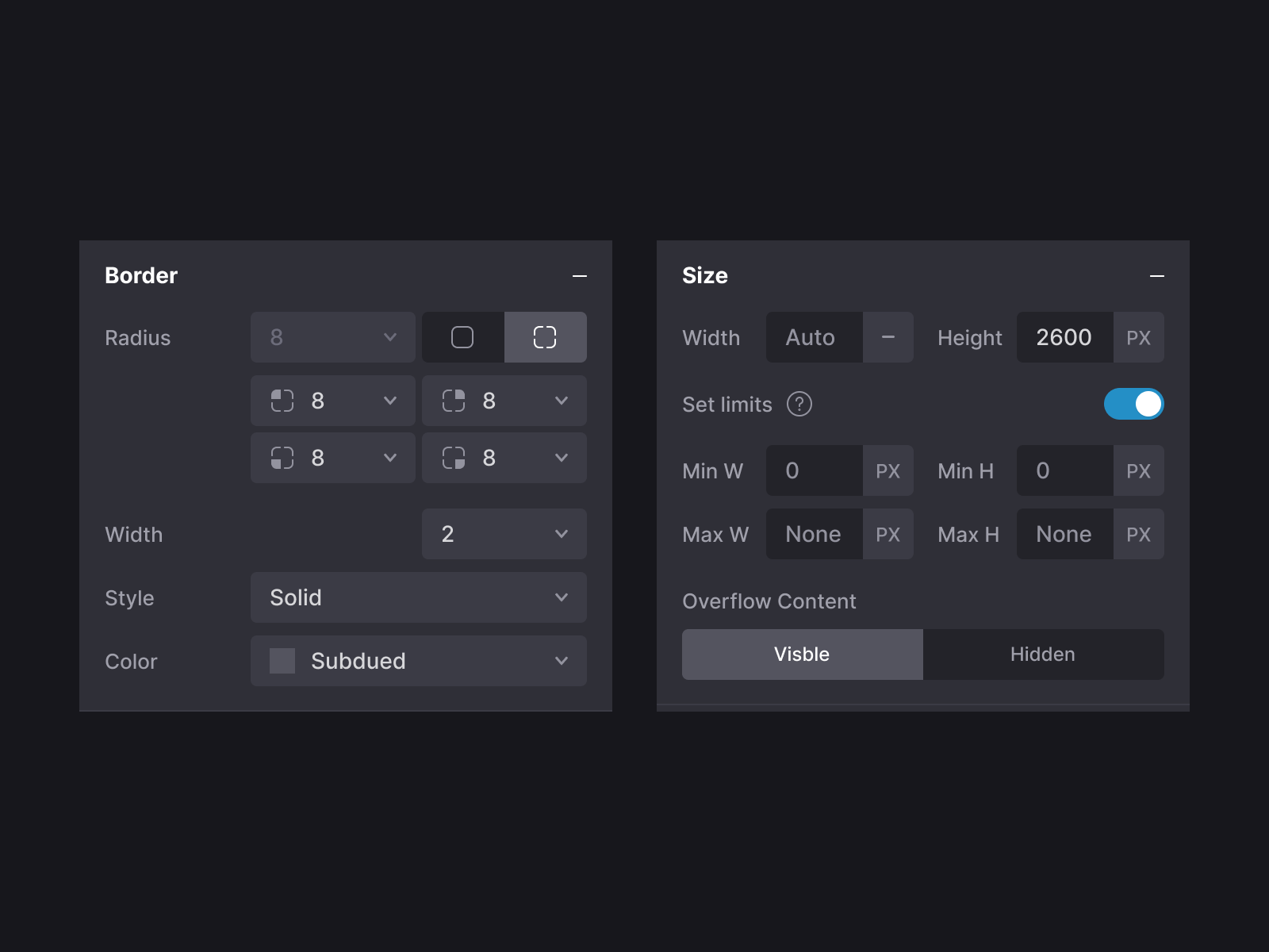 Dimply UI Builder Property Panels by Pete Barr for Dimply on Dribbble