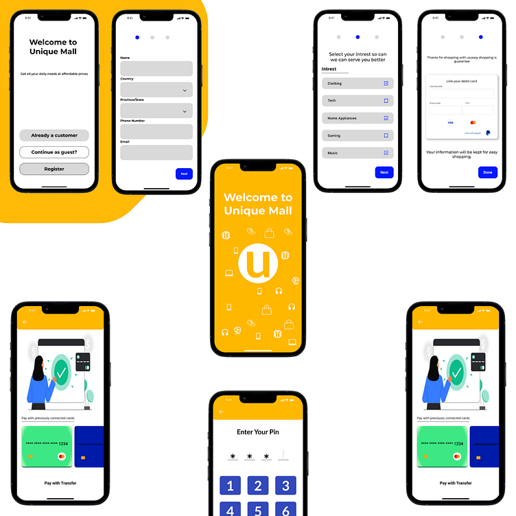 Layout of Unique Mall app. by AROO_UI on Dribbble