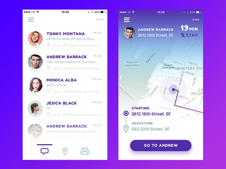 Social Navigation App v2 by Christo on Dribbble