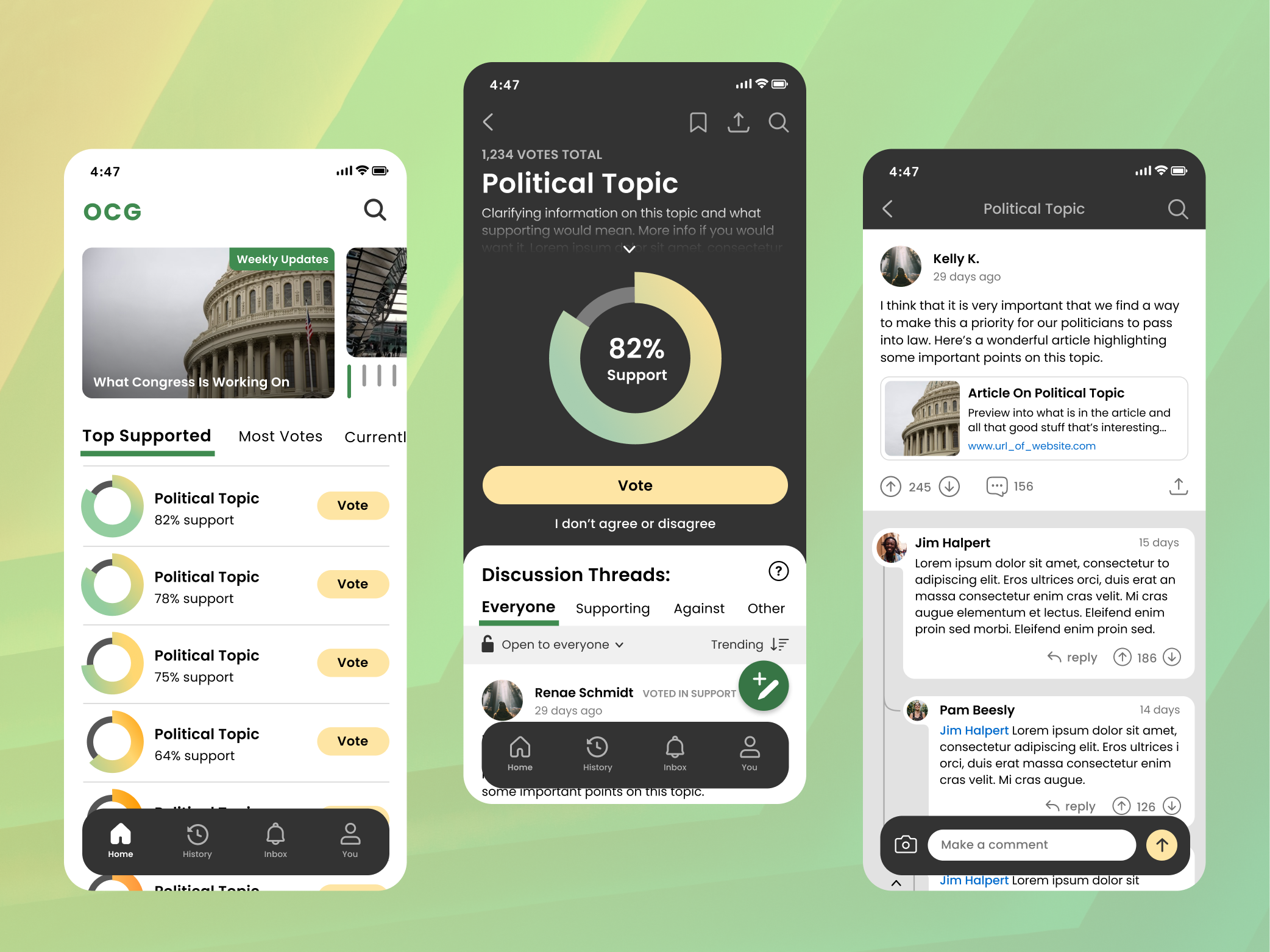 Our Common Ground Polling App UI/UX Design by Kassidy Sutton on Dribbble