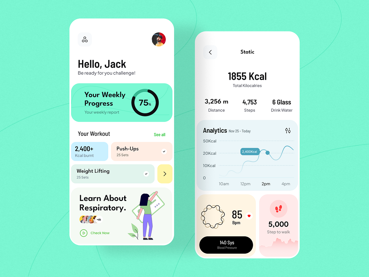 Health Track Mobile App by Awe UI/UX for Awe Design Studio on Dribbble