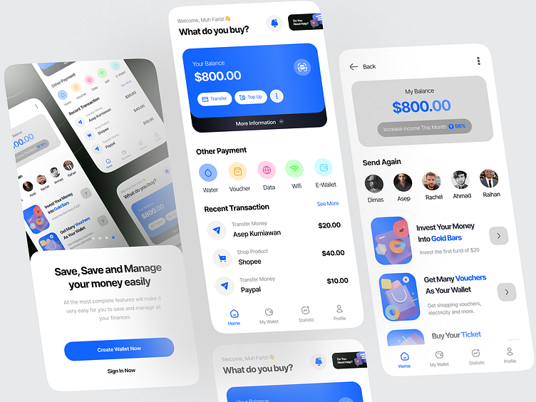 Modern and Elegant E-wallet App by Muhammad Farizi for Visoeal Studio ...