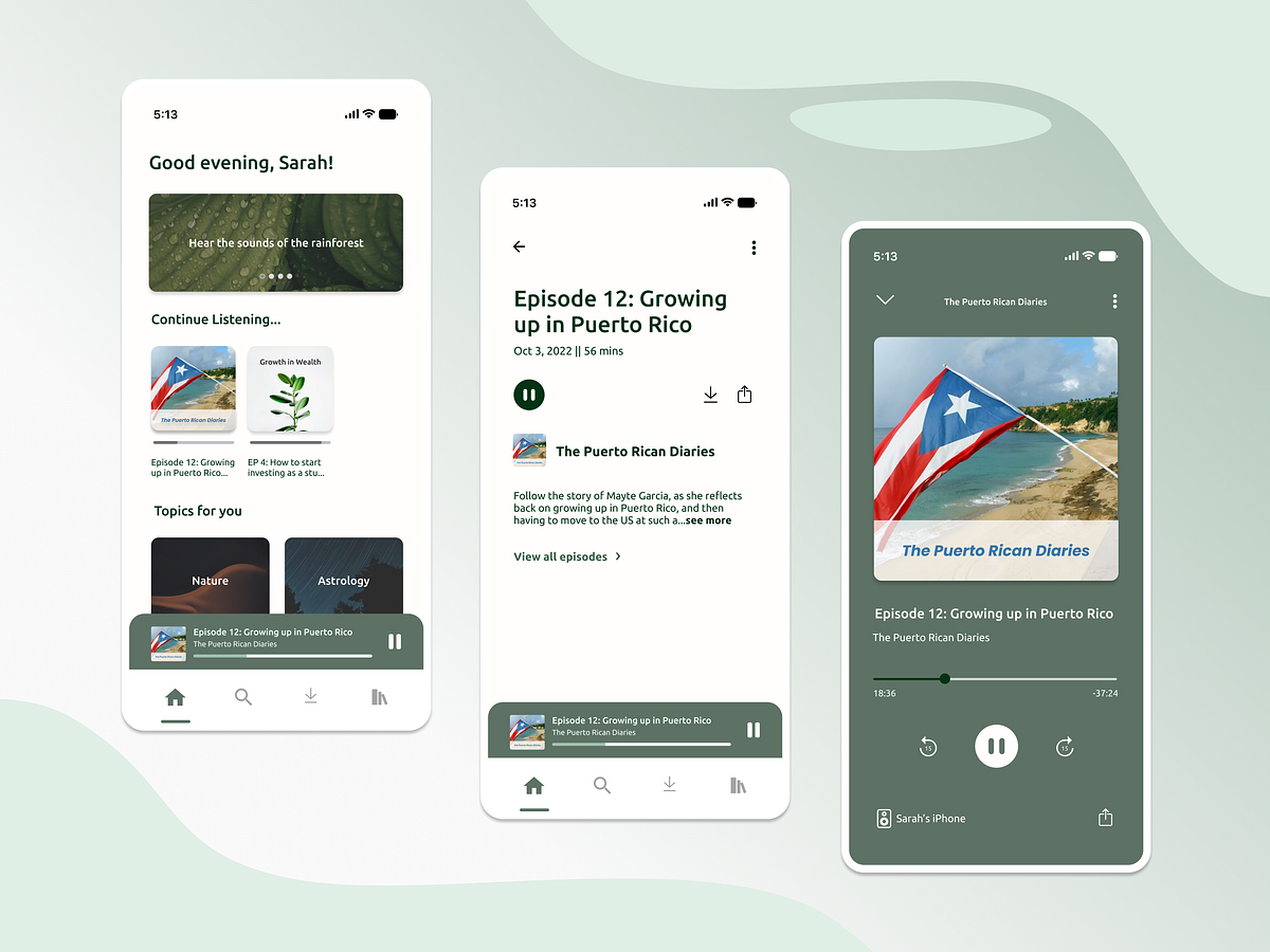 Podcast App Design by Sarah Cuison on Dribbble