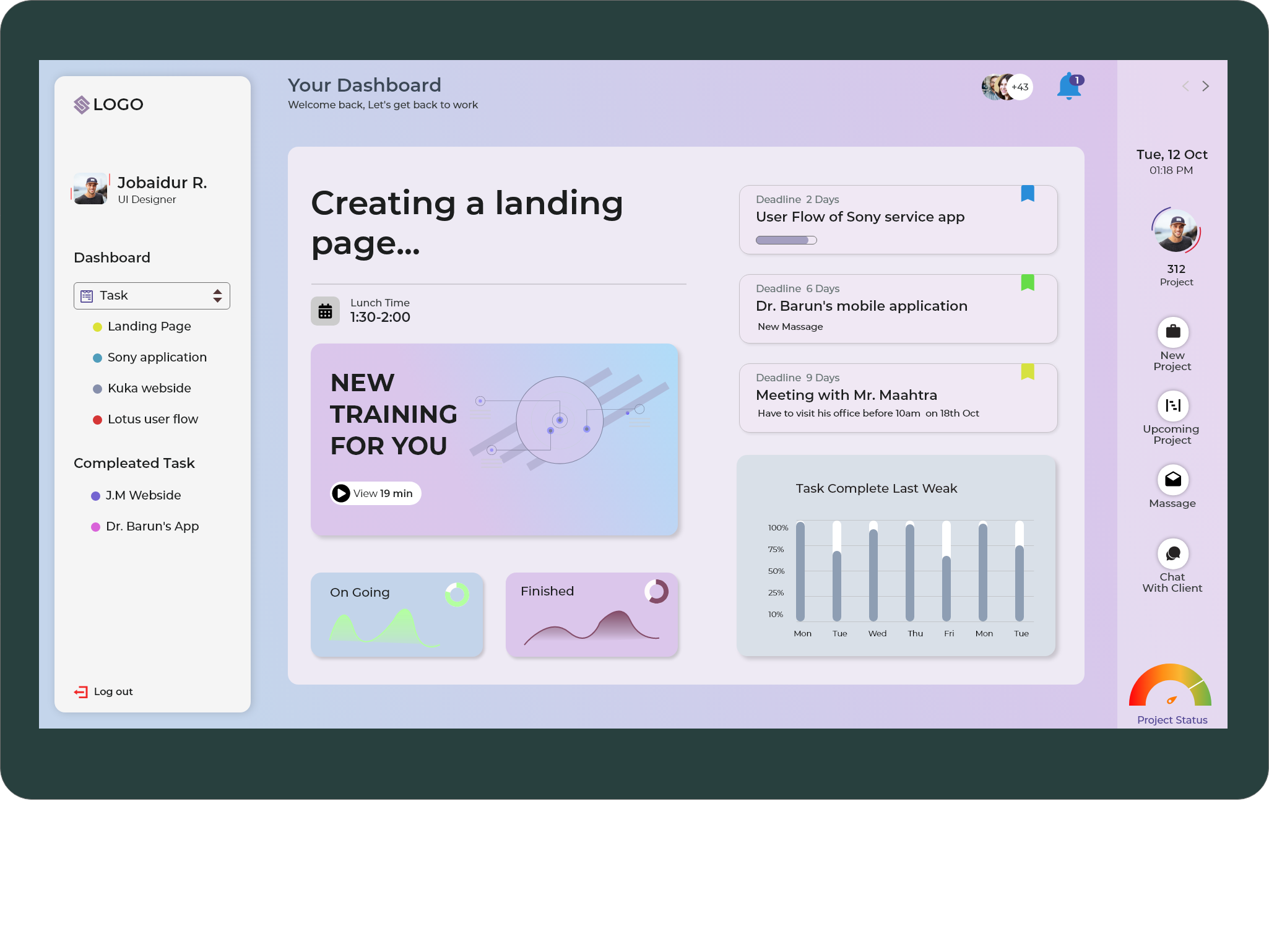Daily task dashboard by Javed on Dribbble