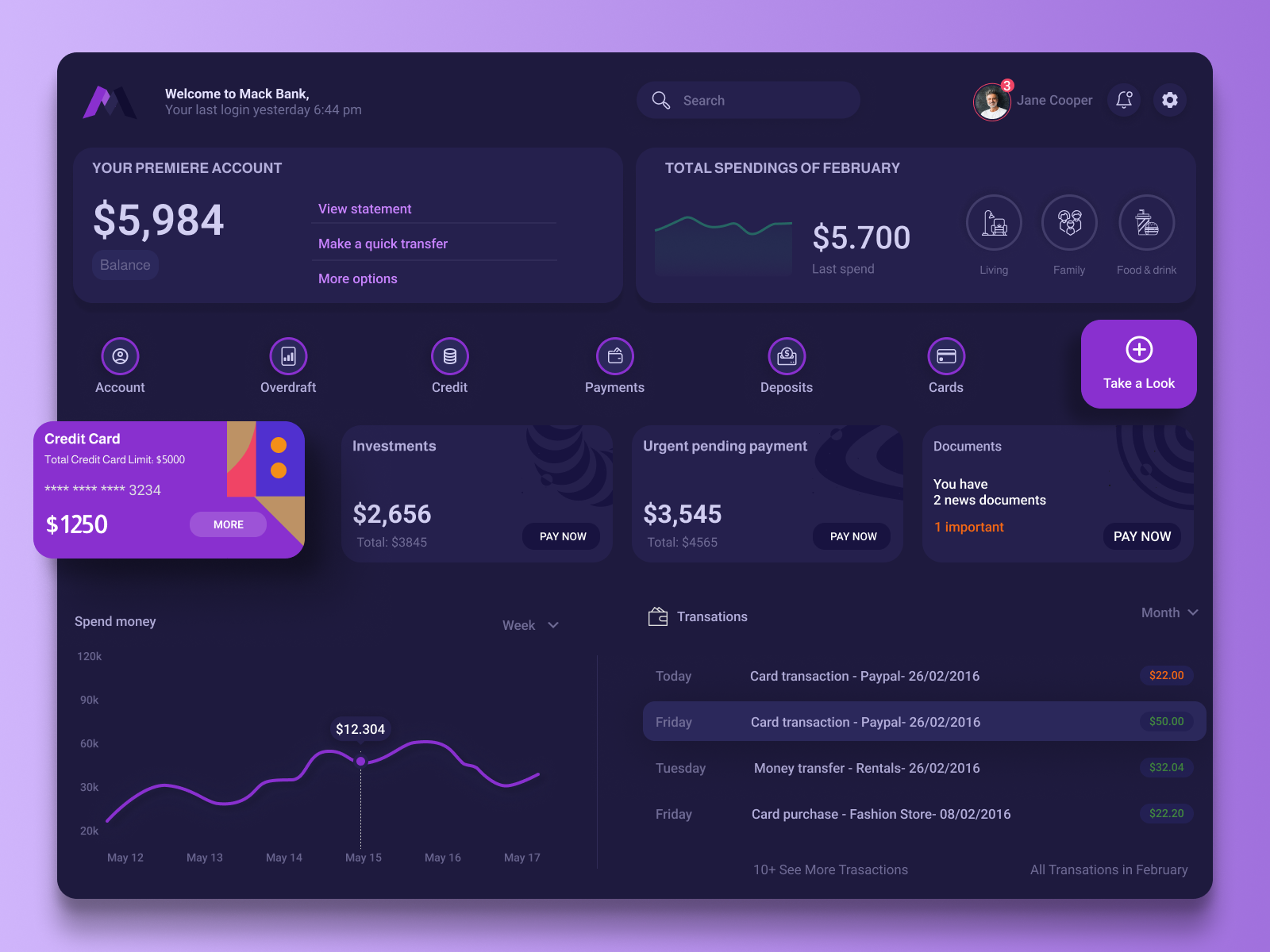 Mack Bank - Finance Dashboard by Ashley Technologies on Dribbble