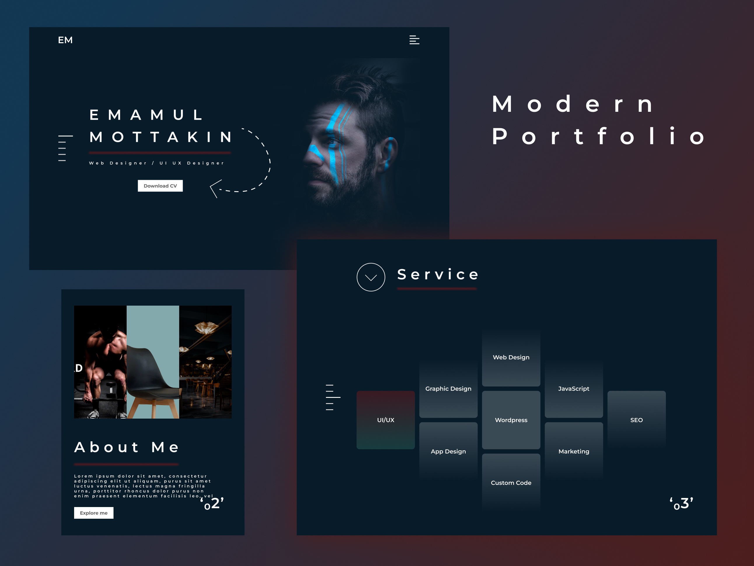 Modern Portfolio Website UI by Emamul Mottakin on Dribbble