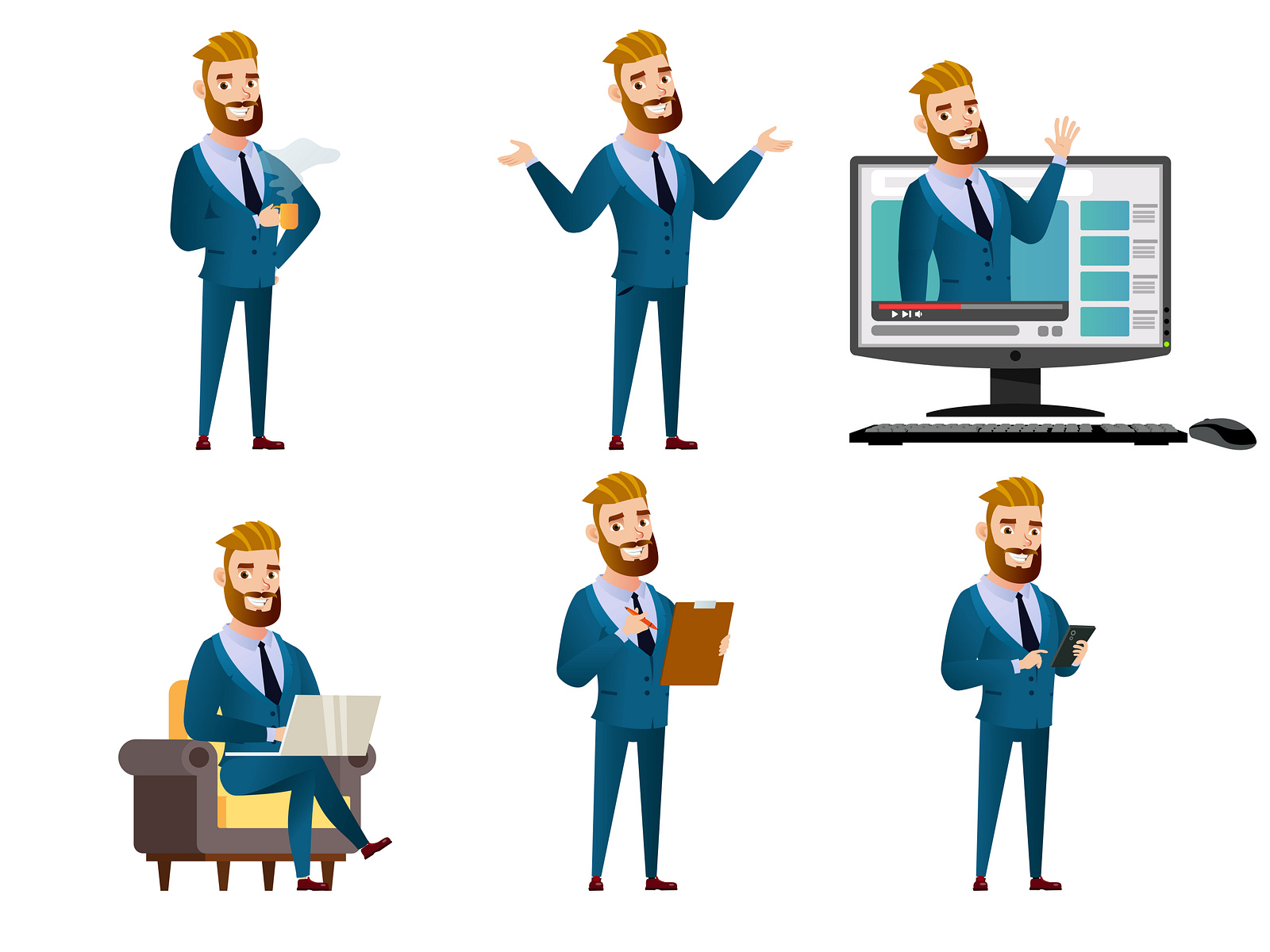 Businessman in various poses and act by Night Shift on Dribbble