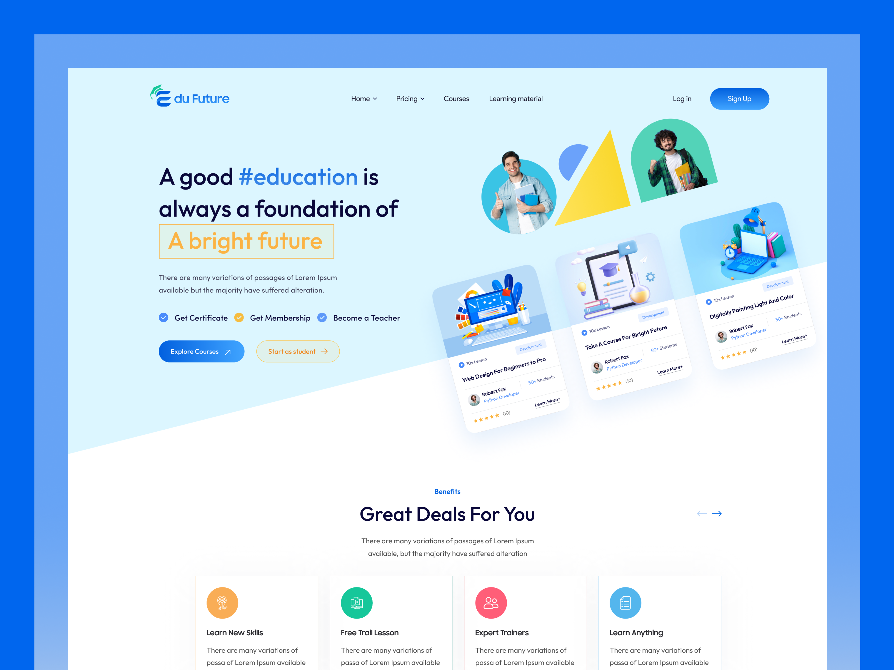 Edu Future - Online Course Web UI by Khaled 👑 on Dribbble