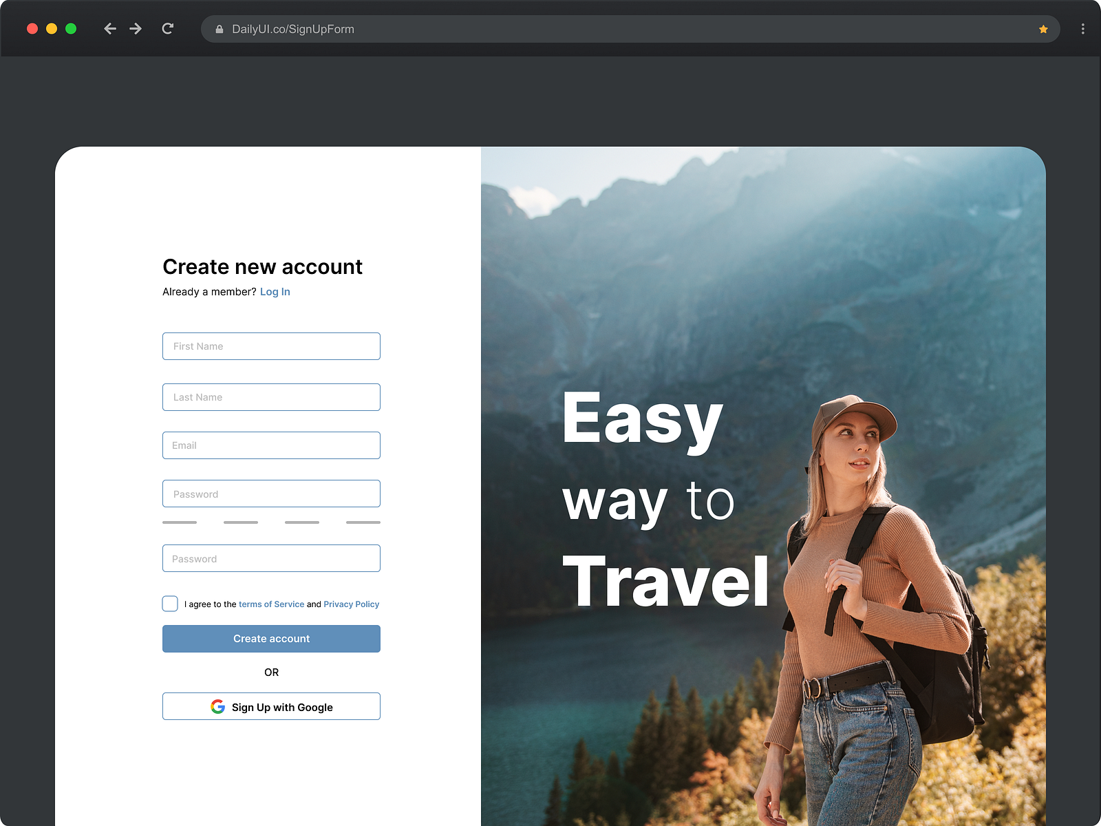 Registration Form for #DailyUI by Otar Davitashvili on Dribbble
