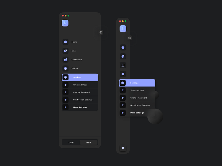 Side navbar light and dark mode by Likith on Dribbble Side navbar light and dark mode by Likith on Dribbble