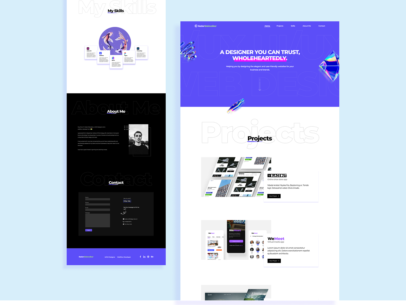 Personal Portfolio Design by Kedar Walavalkar on Dribbble