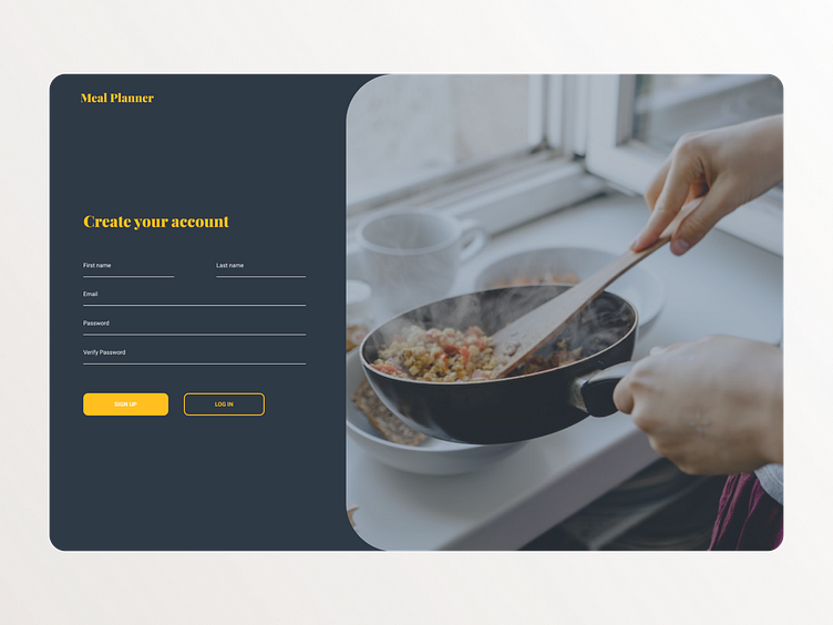 Sign up page | Menu Planner by Sébastien bourda on Dribbble