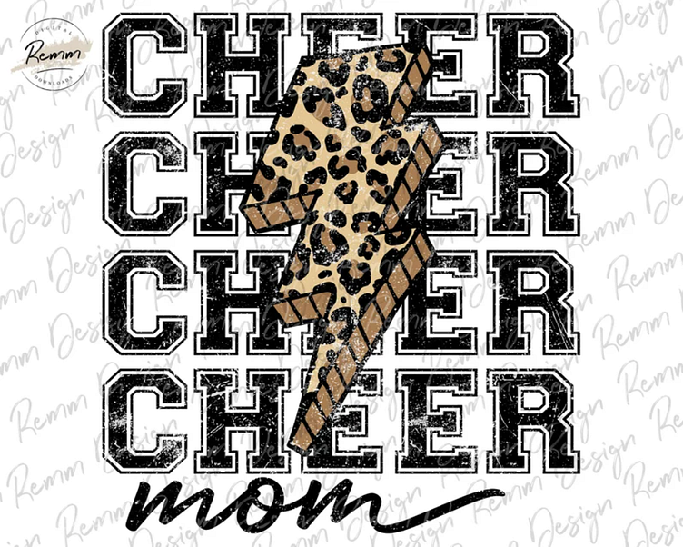 Cheer Mom Png, Leopard Print Cheer Mom Lightning Bolt Png by Remm ...