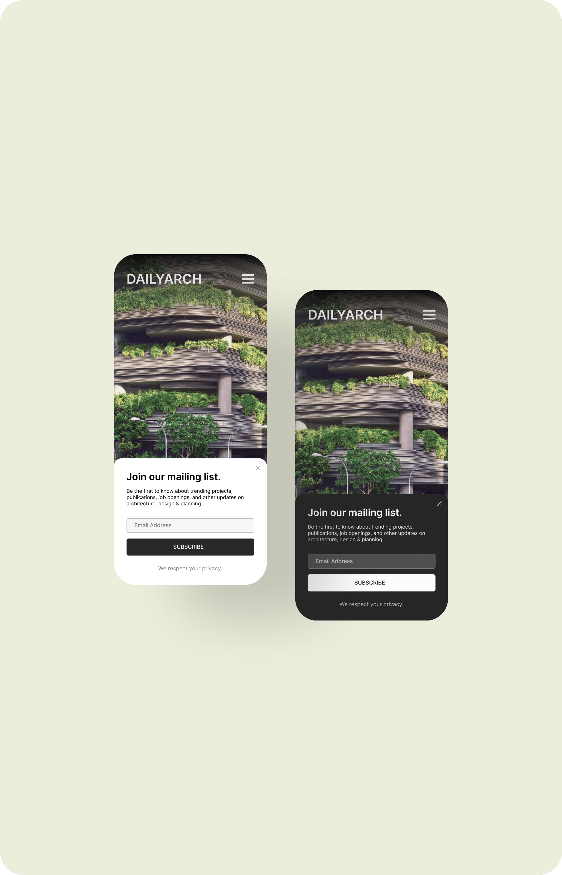 UI Challenge - Subscribe to Mailing List by annahe on Dribbble