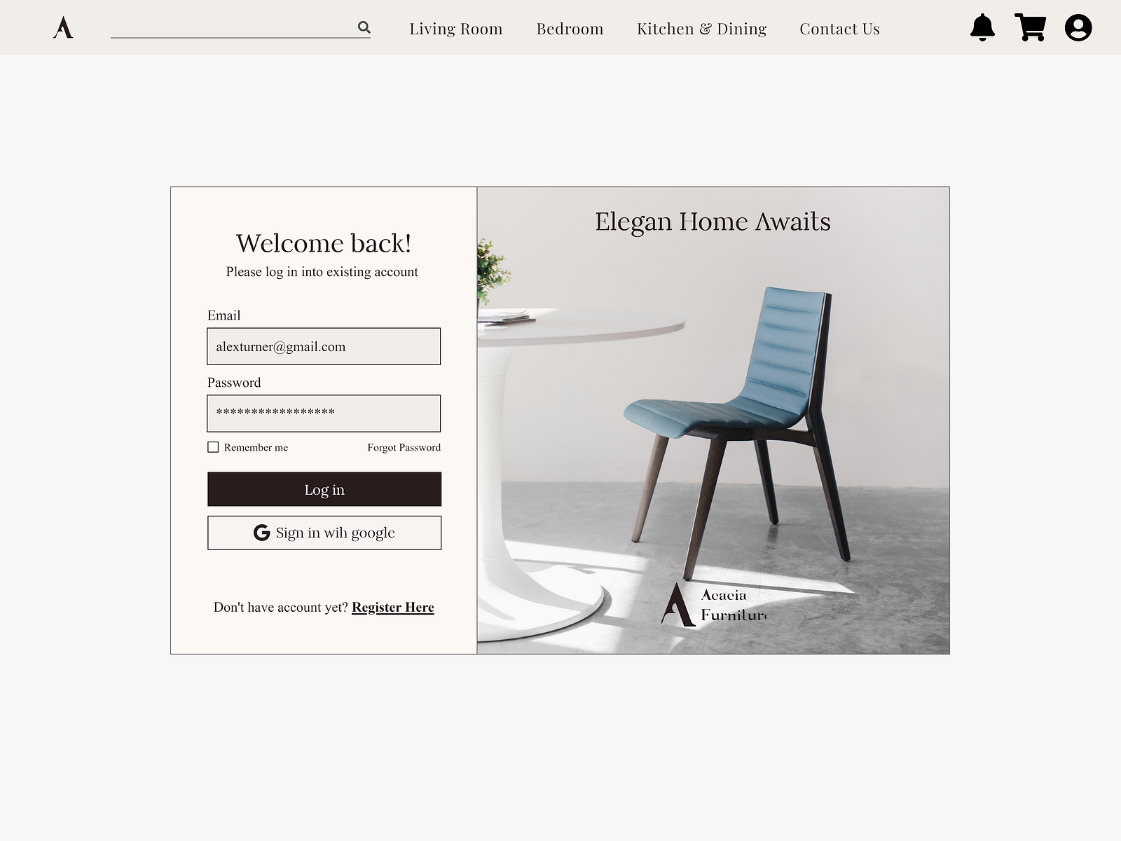 Acacia Furniture Login Page #DailyUI1 by Raihan Setiadi on Dribbble