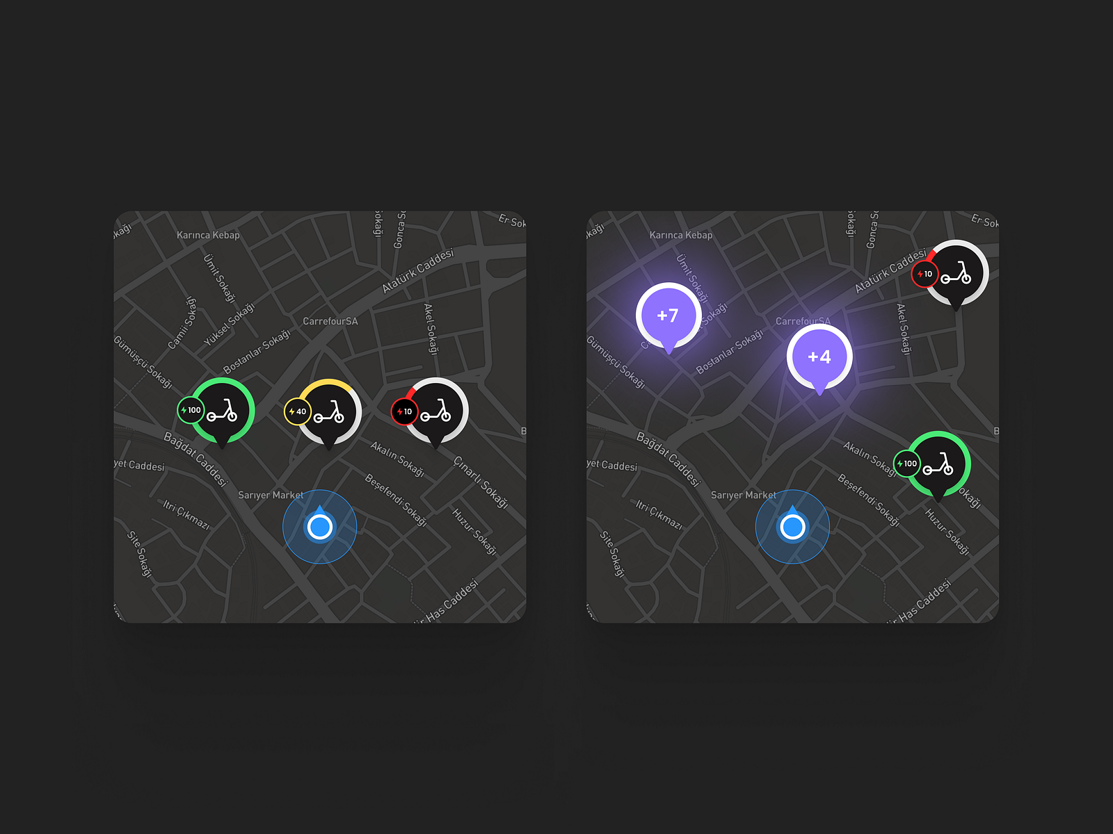 E-scooter Map Pin Status by Bertan Bakır on Dribbble