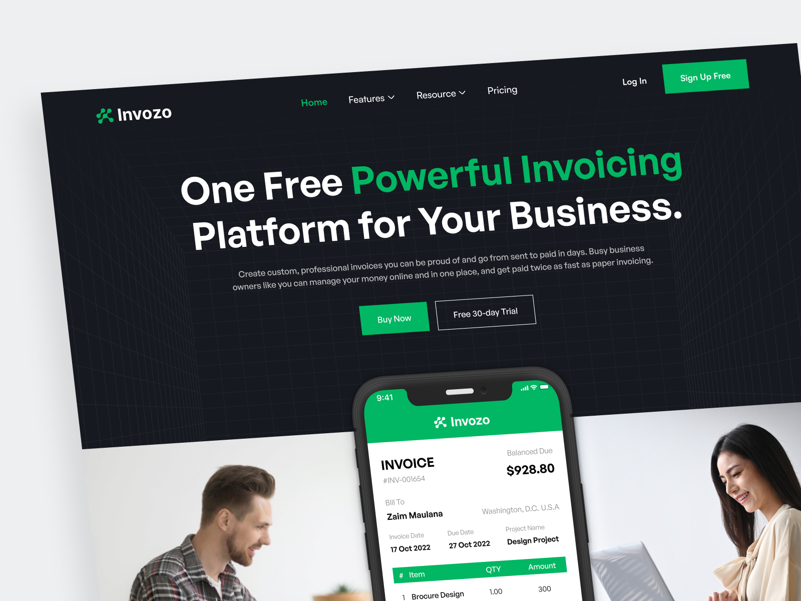 Invozo - Invoice Hero Section by Zaim Maulana for Elux Space on Dribbble