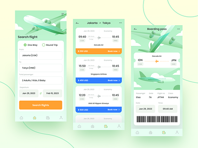 Flight Booking App by Randompopsycle for Orenji Studio on Dribbble