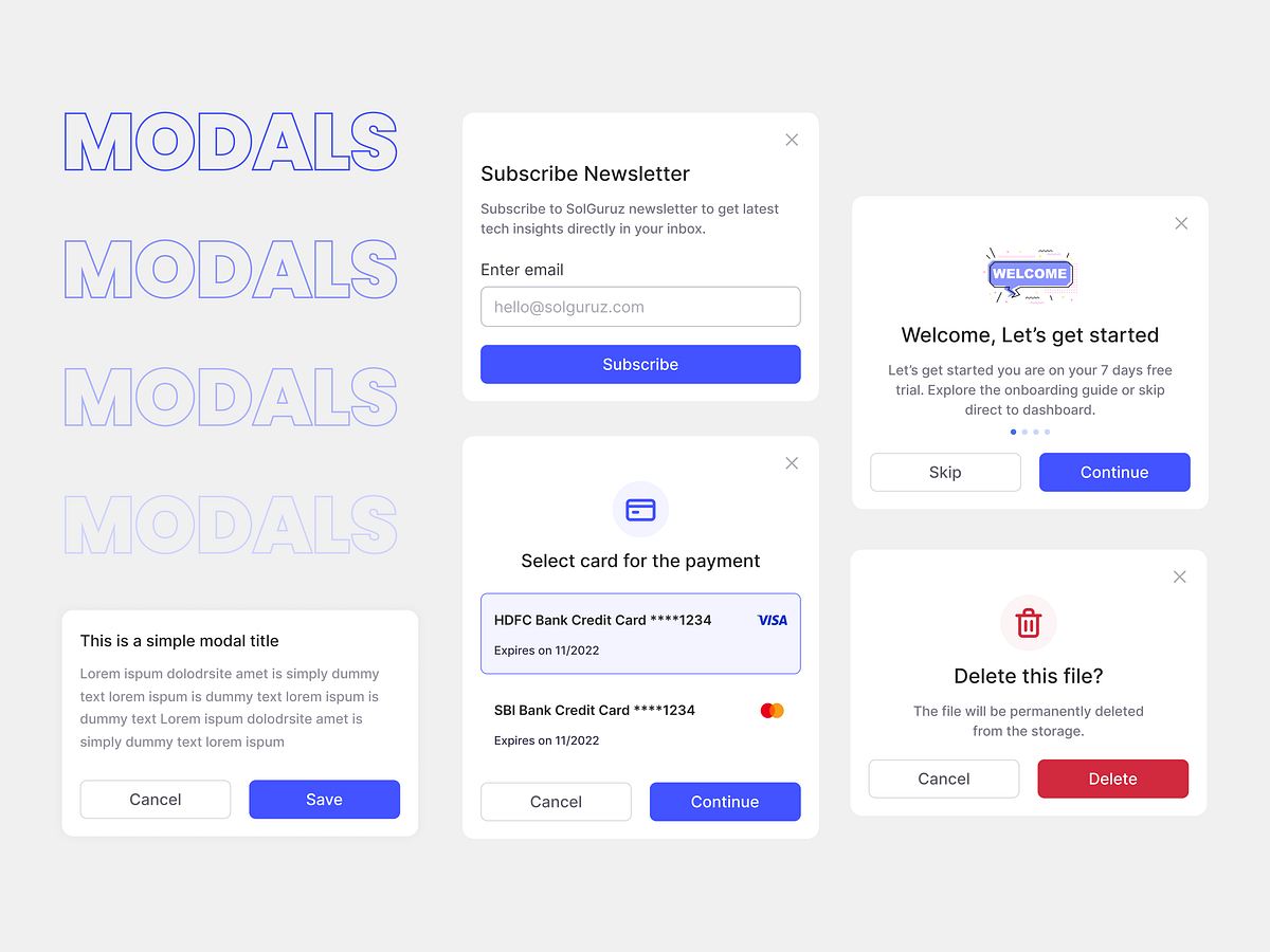 Design System - Modals / Pop up by SolGuruz on Dribbble