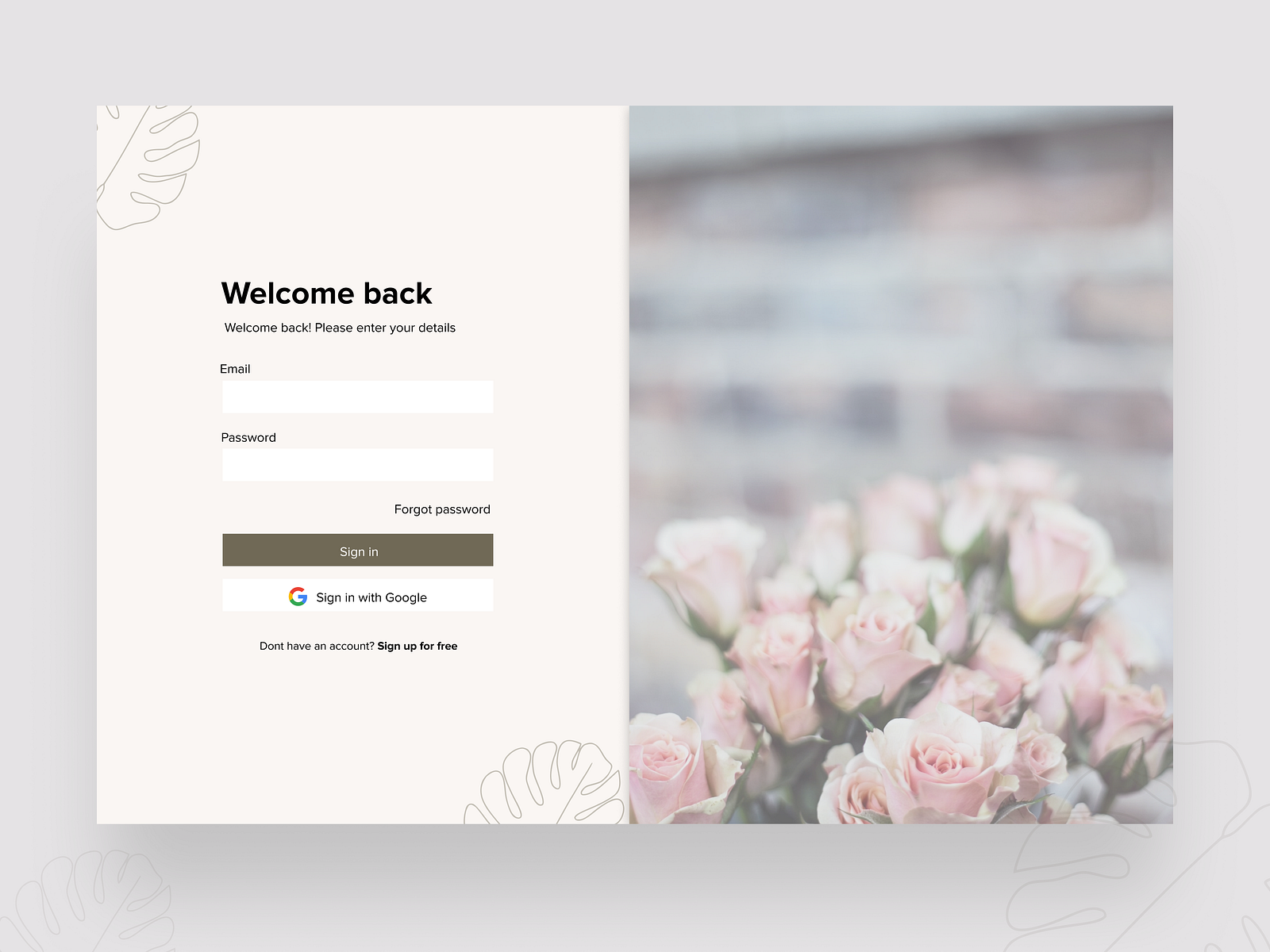 Flower Website Login Page by Sehar Nazeer on Dribbble