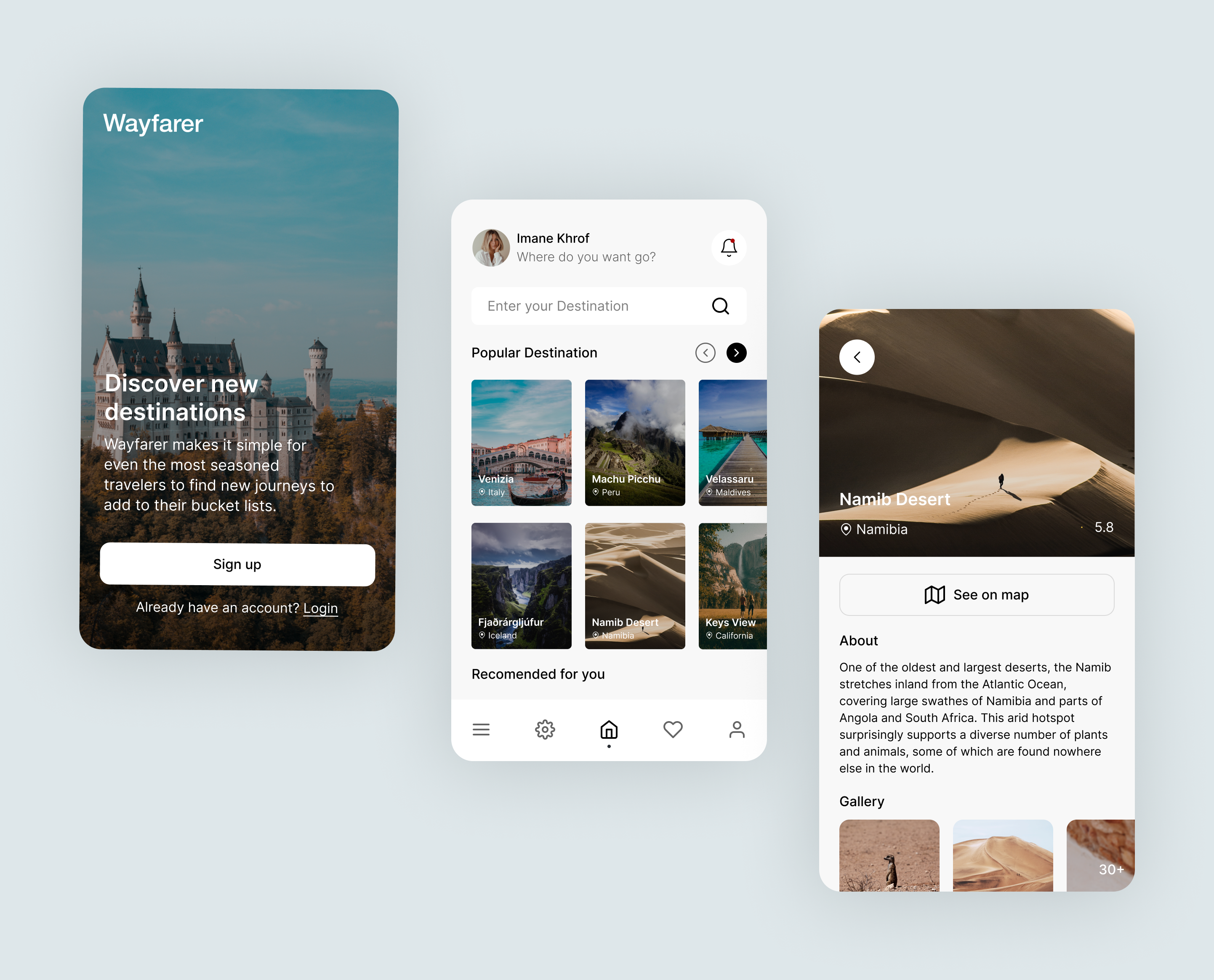 Wayfarer - Travel mobile app by Amy on Dribbble