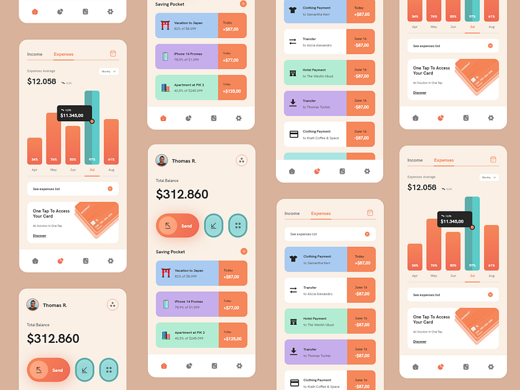 Money manager app UI KIT by Morshedur Rahman Rana on Dribbble
