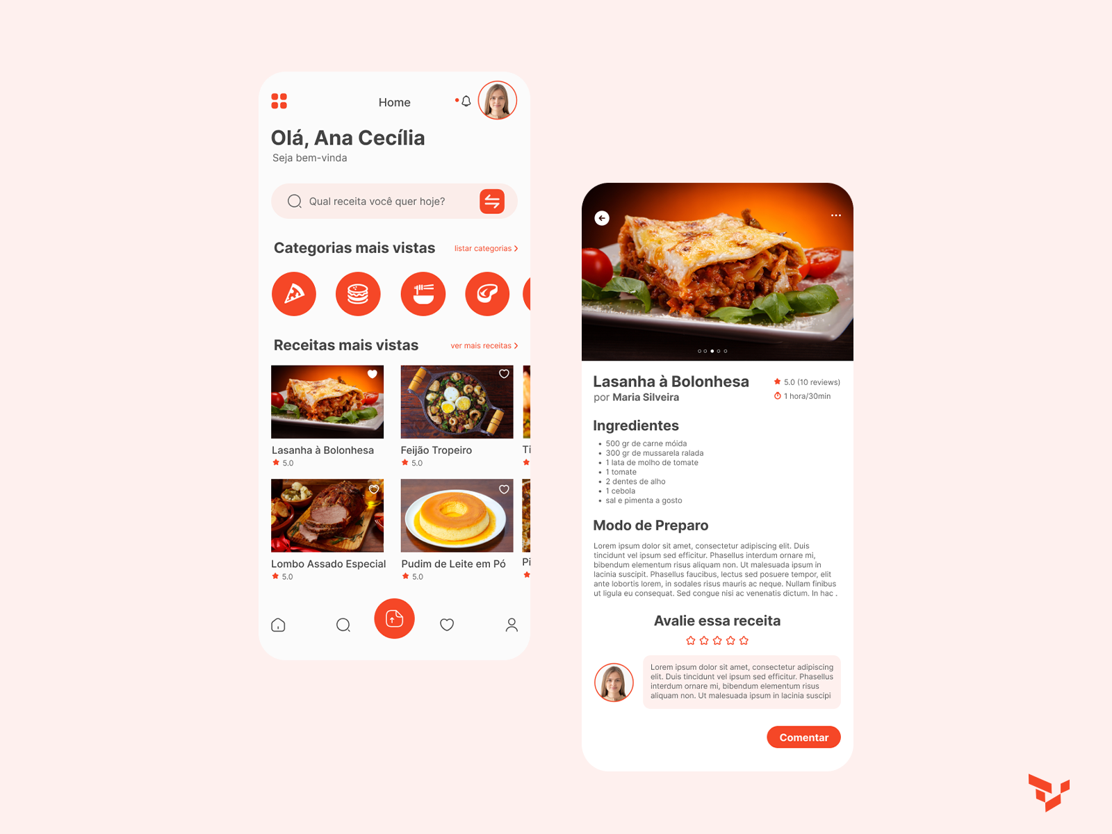 Mobile app of culinary recipes by Talles Souza on Dribbble