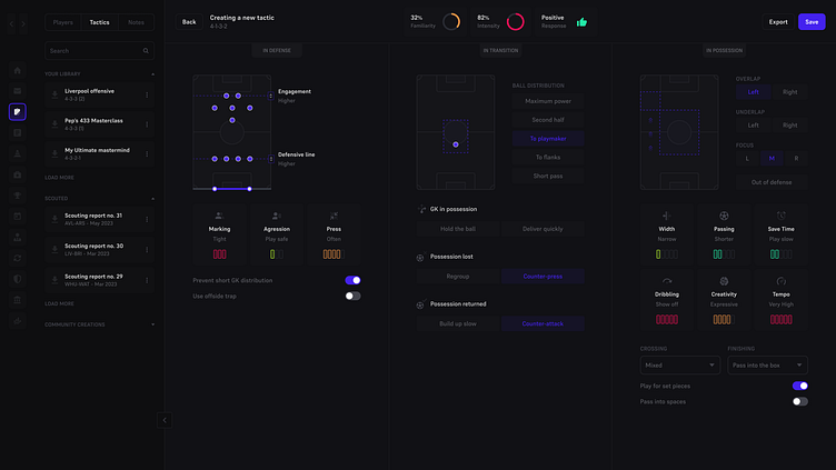 Football Manager - Tactic Screen redesign • Case Study by Piotr Kosmala ...