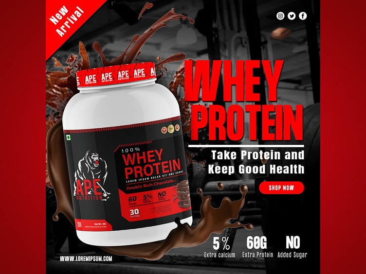 Whey Protein Supplement (Ape Nutrition) Social Media Poster by ...