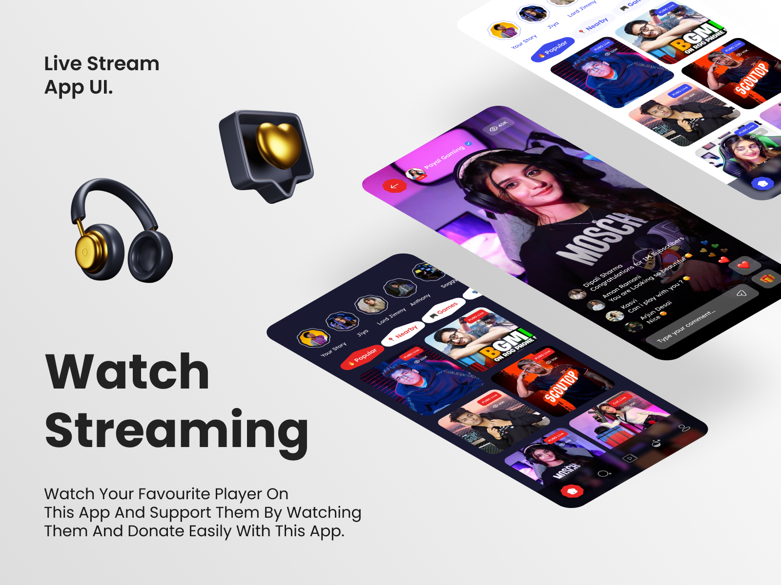 Live Streaming App UI by Initio TechMedia Pvt Ltd on Dribbble