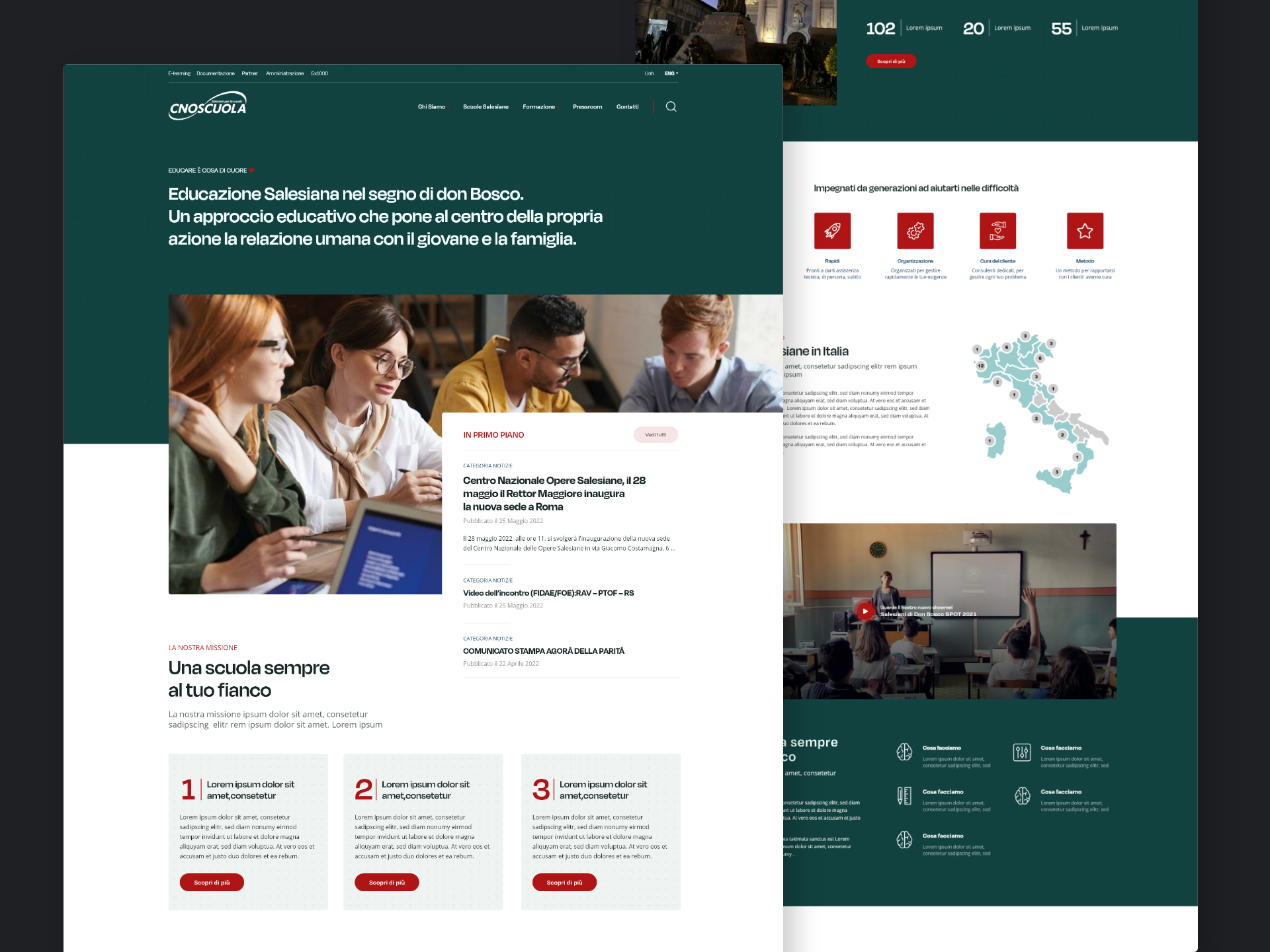 School organization homepage by Daniele Zecchino on Dribbble