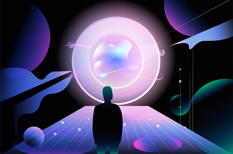 A person is immersed in a digital illusion. by Kate Lisogor on Dribbble