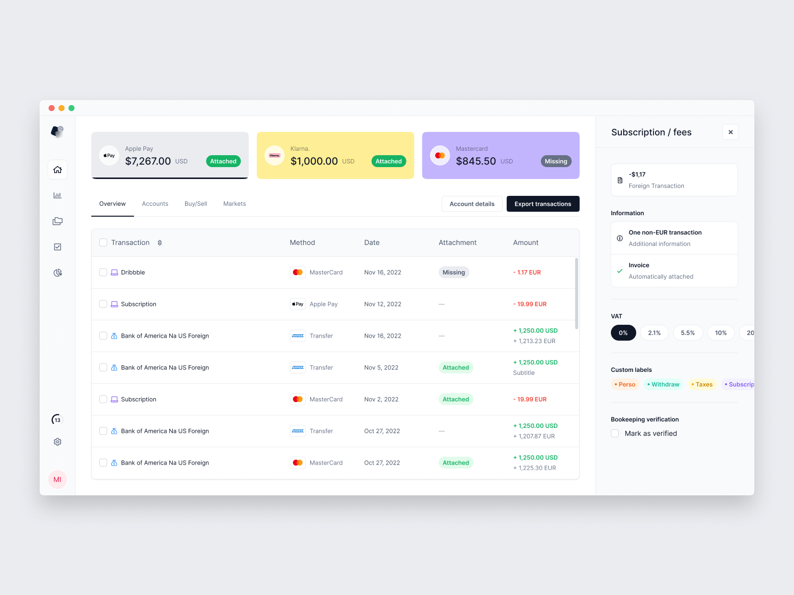 Transaction dashboard - Friendly UI kit by Victor Allegret on Dribbble
