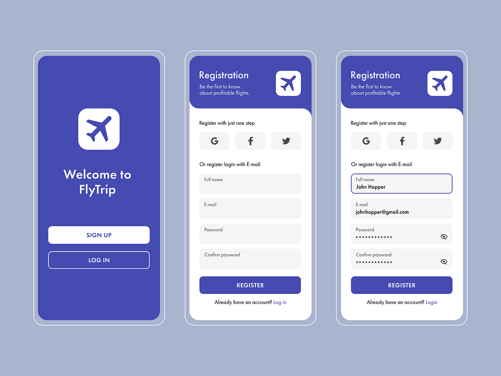 Mobile App registration form by Olya Bis on Dribbble