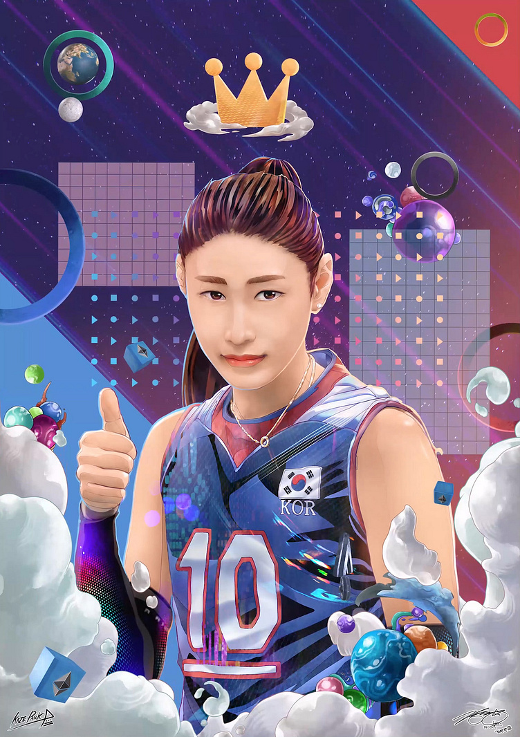 스포츠 아티스트 - KAZE PARK - Kim Yeon-Koung(김연경) by KAZE PARK on Dribbble