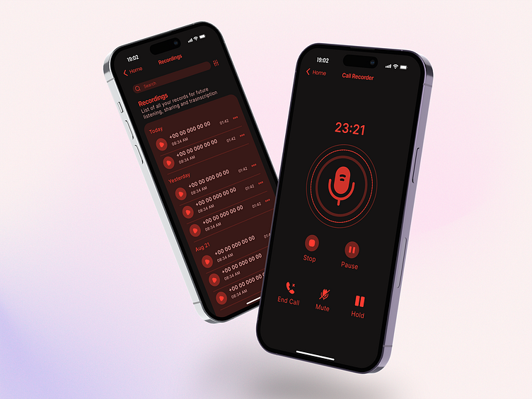 Call Recorder App UI – Sleek & Modern by Ermiyas Tilahun on Dribbble