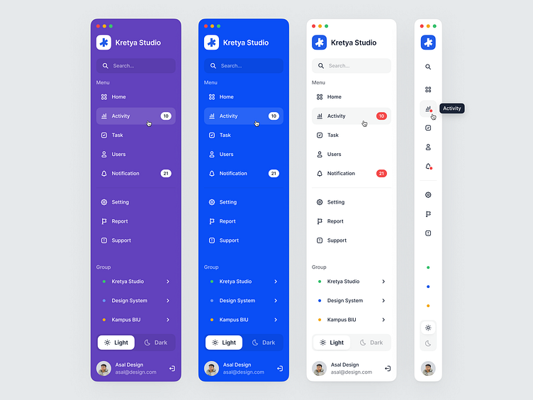 Sidebar Navigation - Other Colors by Asal Design® for Kretya on Dribbble